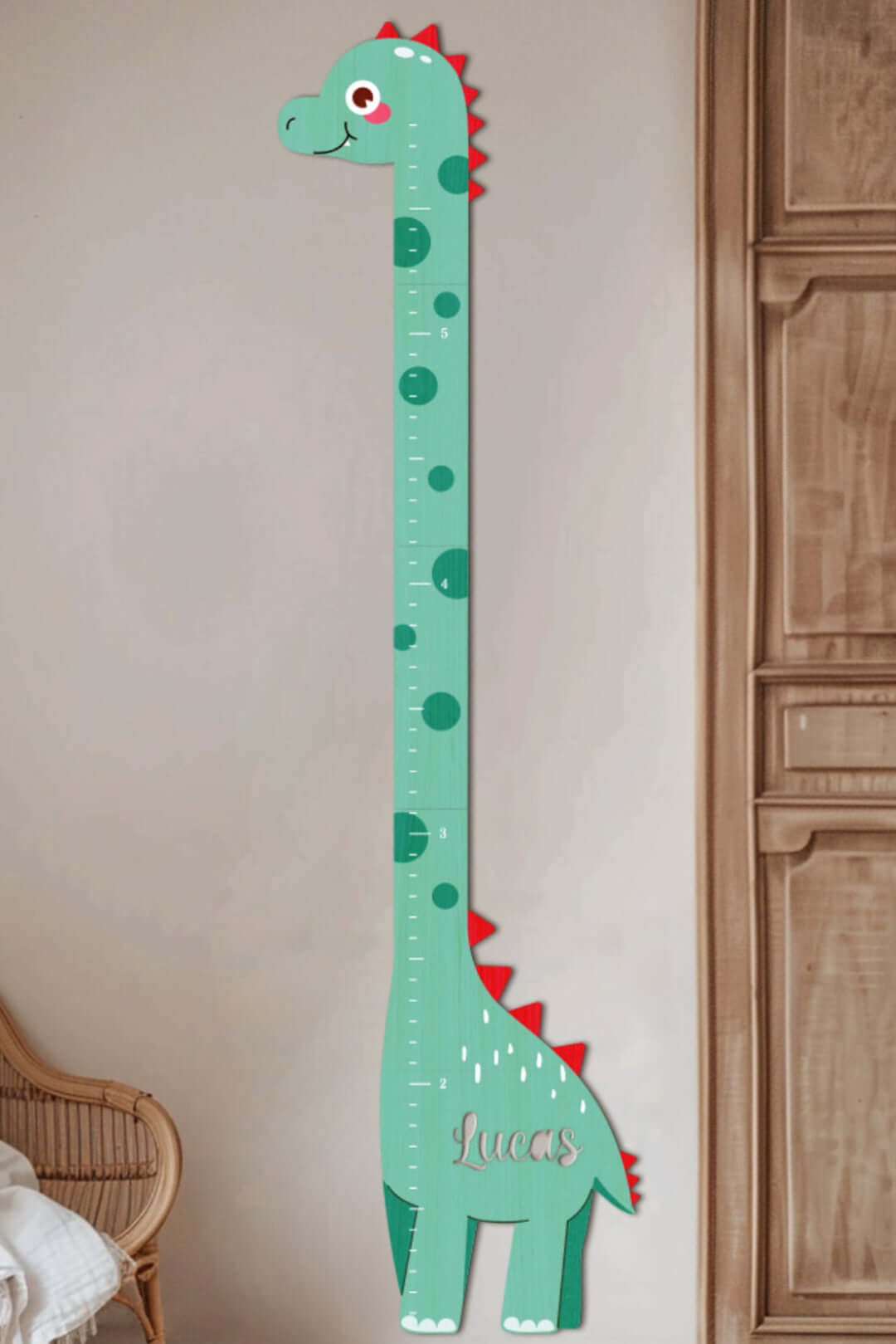 Personalized Wooden Dinosaur Growth Chart Ruler - Botowe